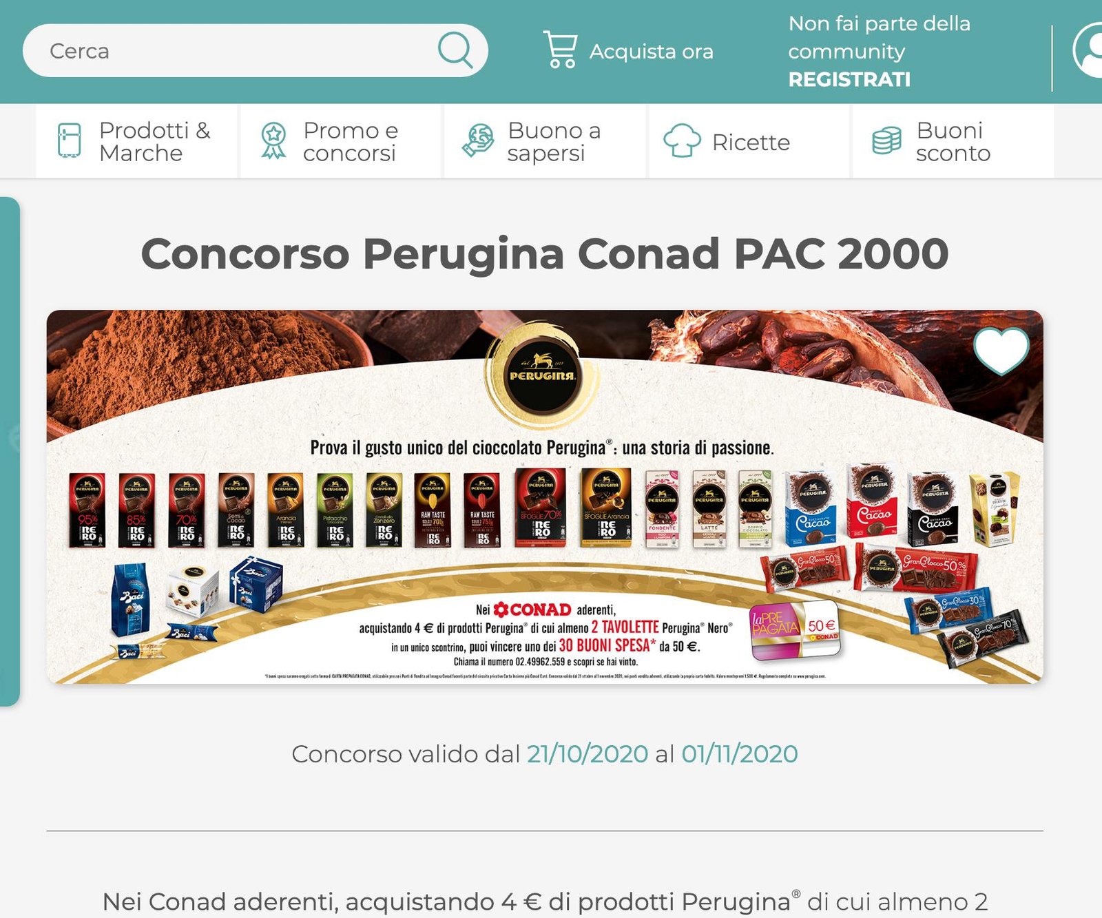 Concorso PERUGINA CONAD PAC 2000 E NORD OVEST LAZIO - Premi e Concorsi