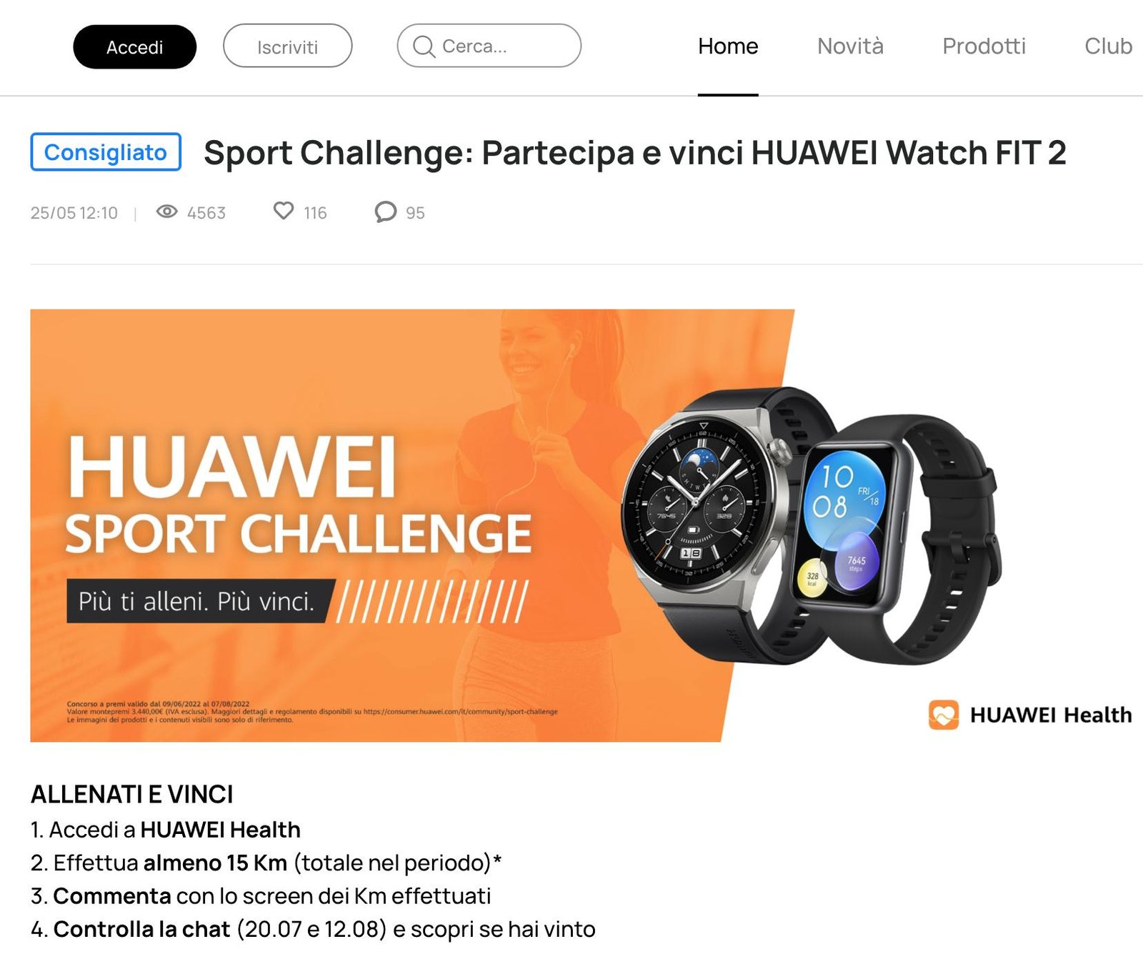 Concorso Contest Sport Challenge - Premi e Concorsi