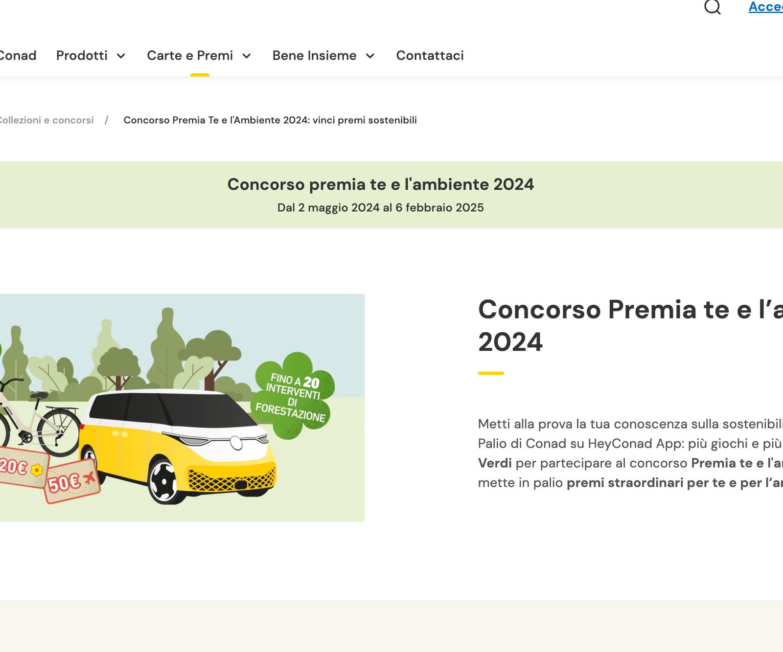 Concorso CONAD Premia te e l'ambiente 2024 - Premi e Concorsi