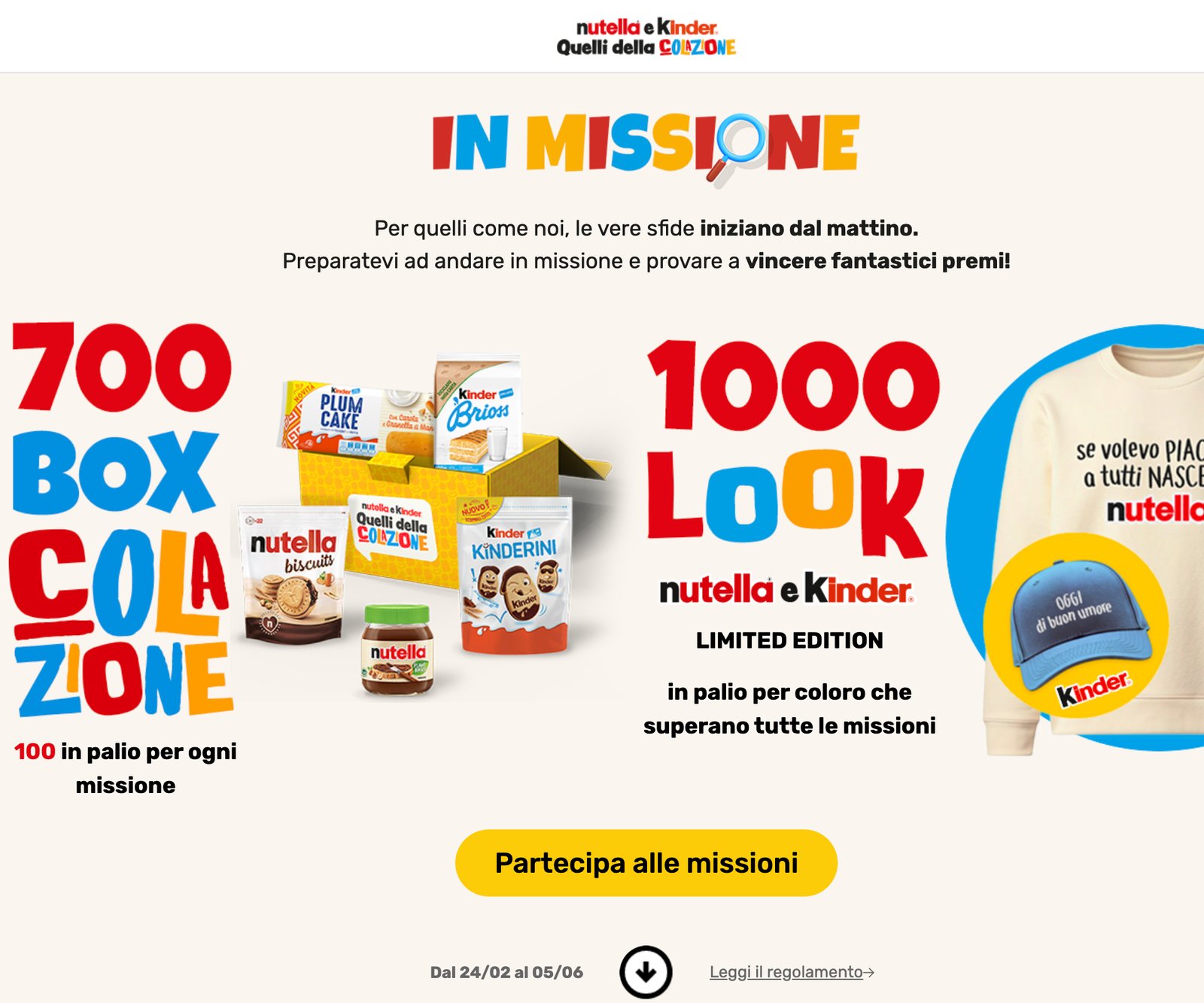 Concorso Kinder e Ferrero QUELLI DELLA COLAZIONE IN MISSIONE 2025 ...