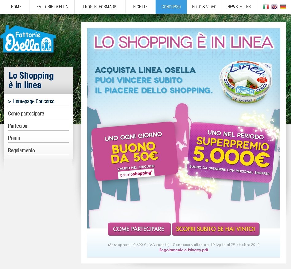 LO SHOPPING E’ IN LINEA - FATTORIE OSELLA S.p.A. - Vincere Prodotti ... LO SHOPPING E’ IN LINEA - FATTORIE OSELLA S.p.A. - Vincere Prodotti ...