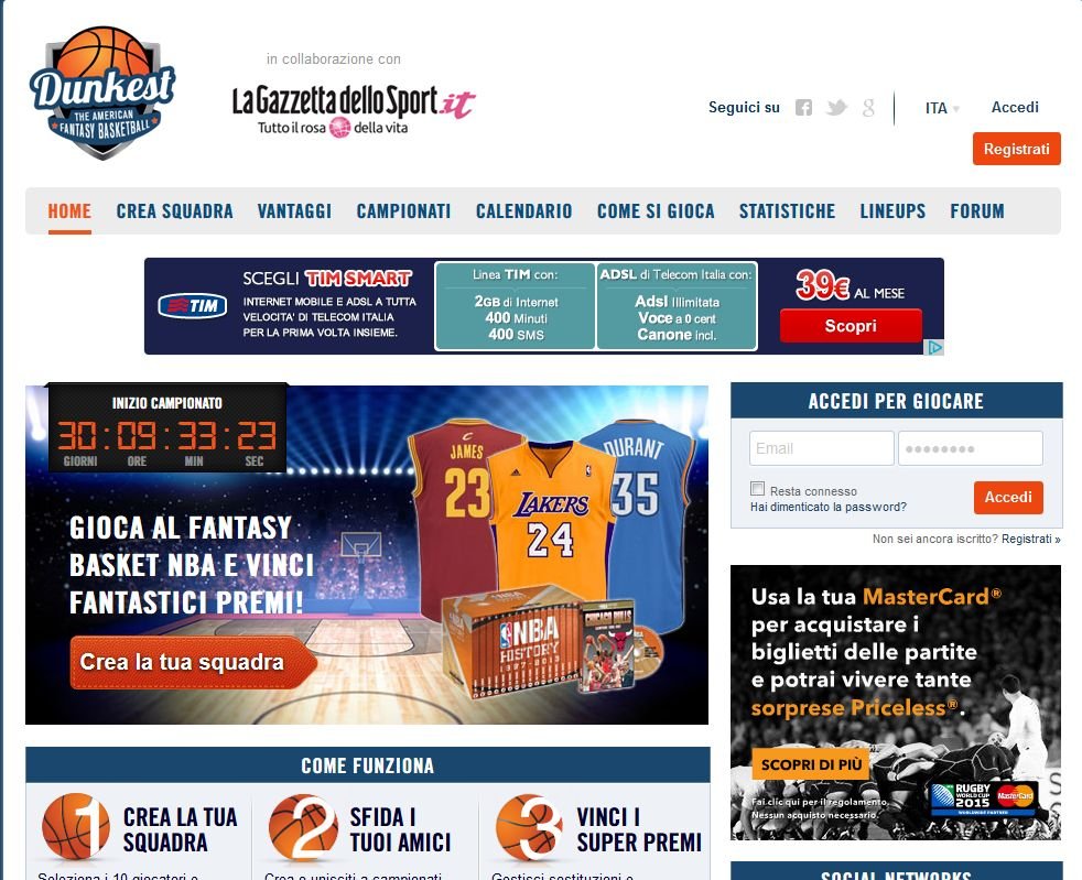 DUNKEST – IL FANTABASKET NBA - WEBENTUALLY S.r.l. - Vincere Sport ...